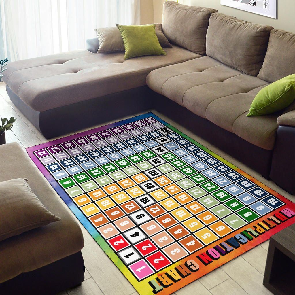 Back To School Rainbow Multiplication Chart Area Rug Home Decor - YMW Shop