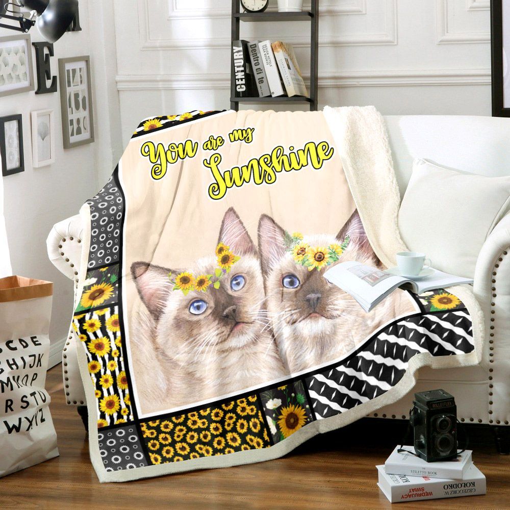 Cat You Are My Sunshine Fleece Blanket Sherpa Blanket - YMW Shop